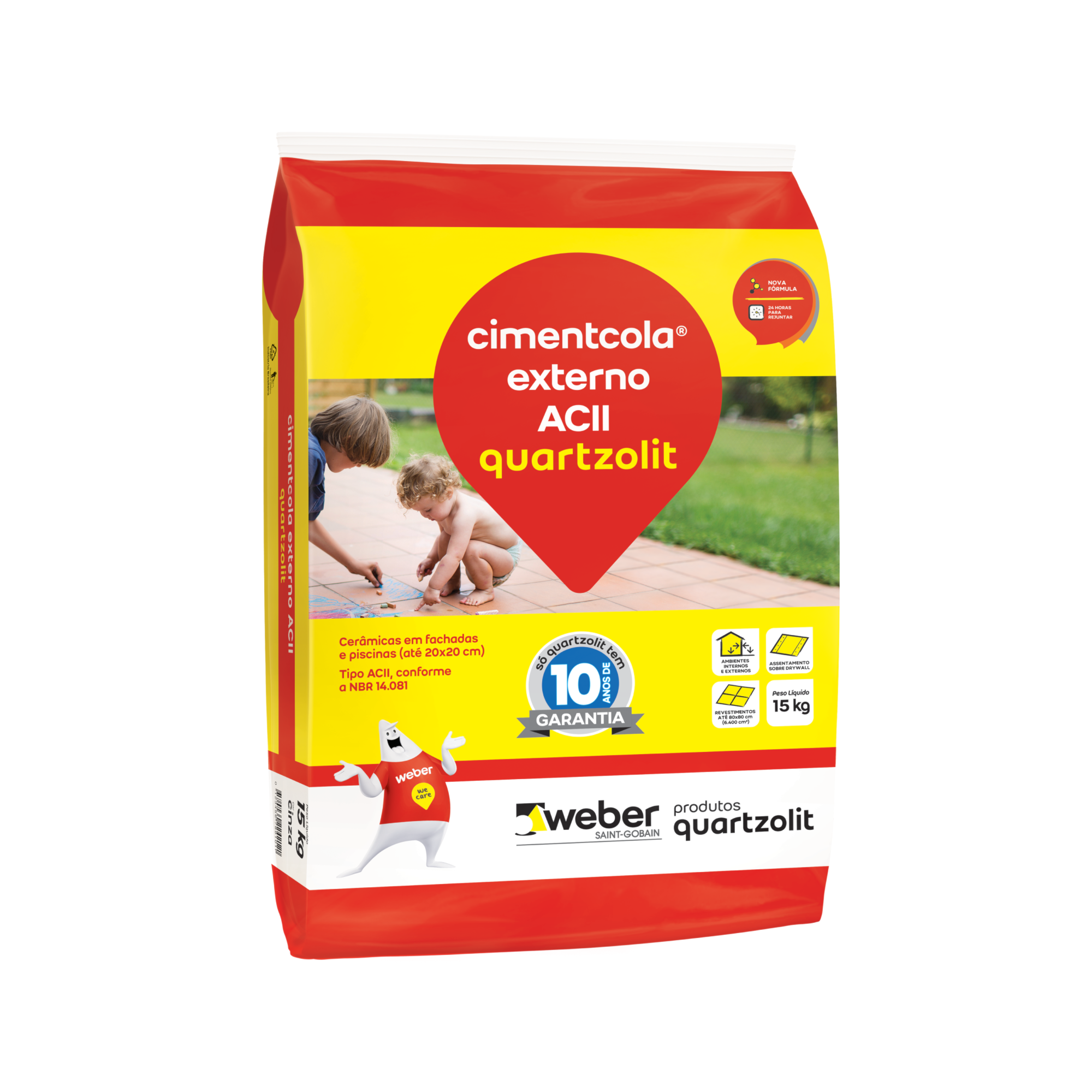 Argamassa ACII Cimentcola Externo Cinza 15Kg Quartzolit - Apotiguar