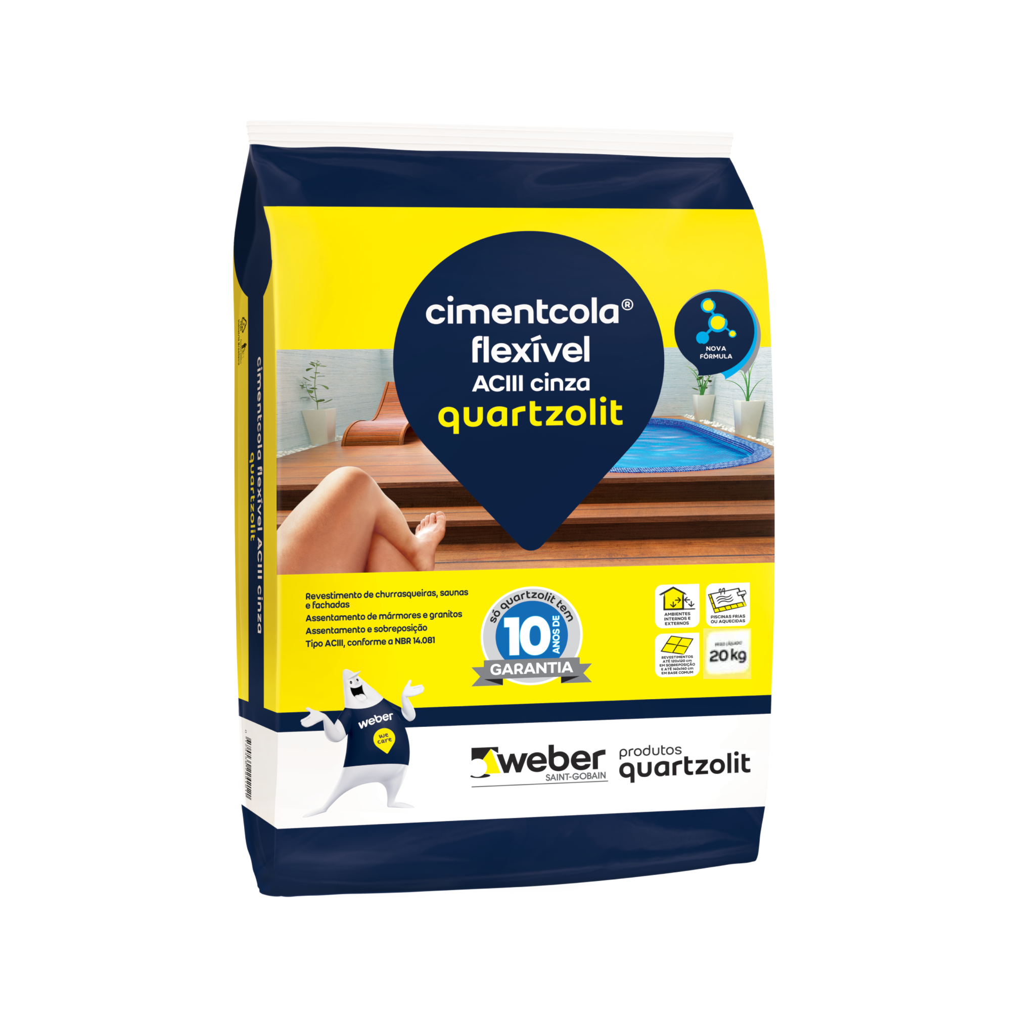 Argamassa ACIII Cimentcola Cinza 20Kg Quartzolit - Apotiguar