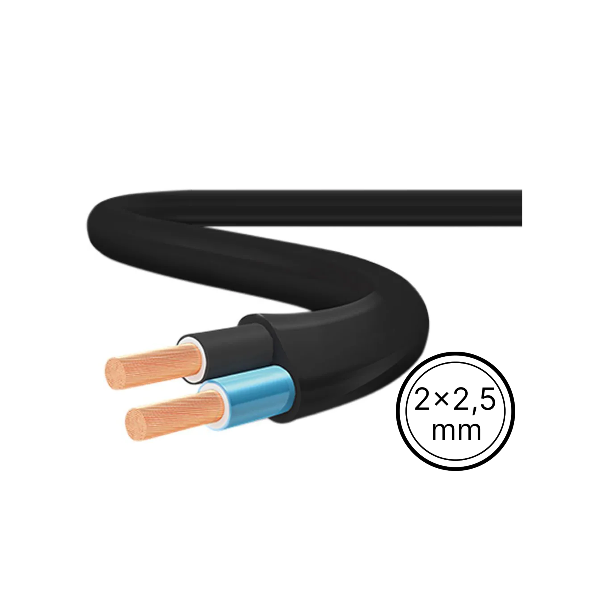 Cabo Flex PP 2x2,5mm Preto 1 Metro - Apotiguar