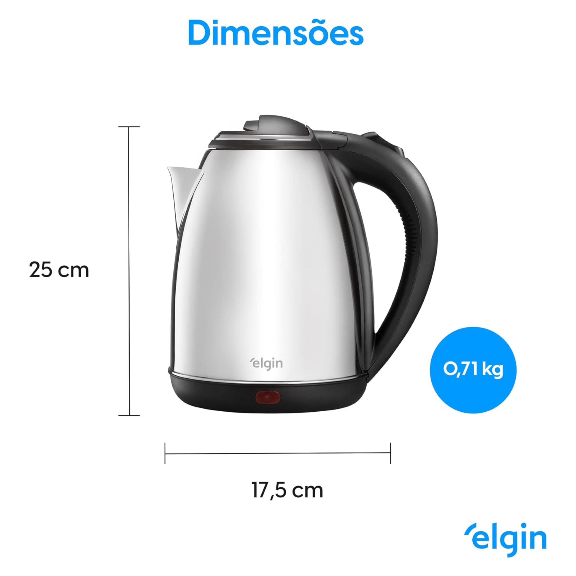 Chaleira Elétrica Inox 1,8L 1500W 220V Elgin - Apotiguar