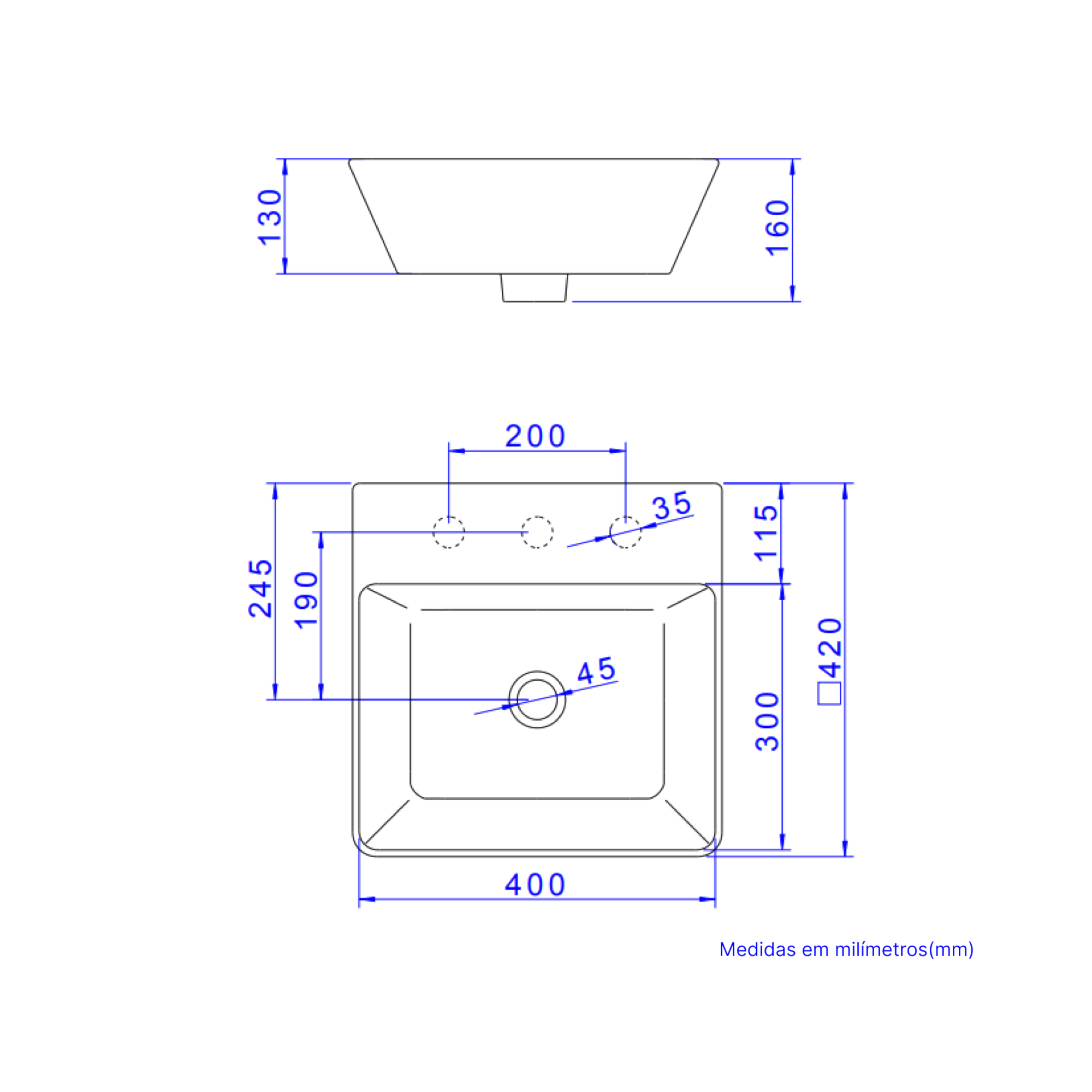 Cuba de Apoio Quadrada Gelo L270 17 Deca - Apotiguar