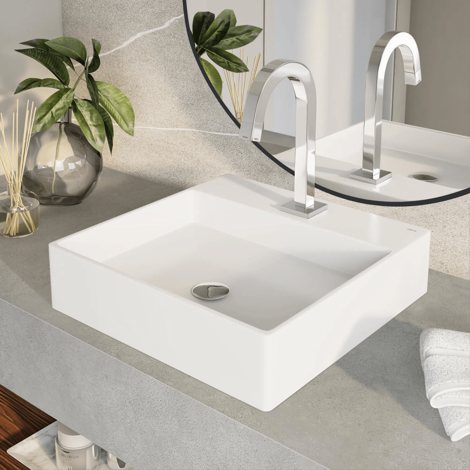 Cuba de Sobrepor Quadrada 40cm Branco Deca - Apotiguar