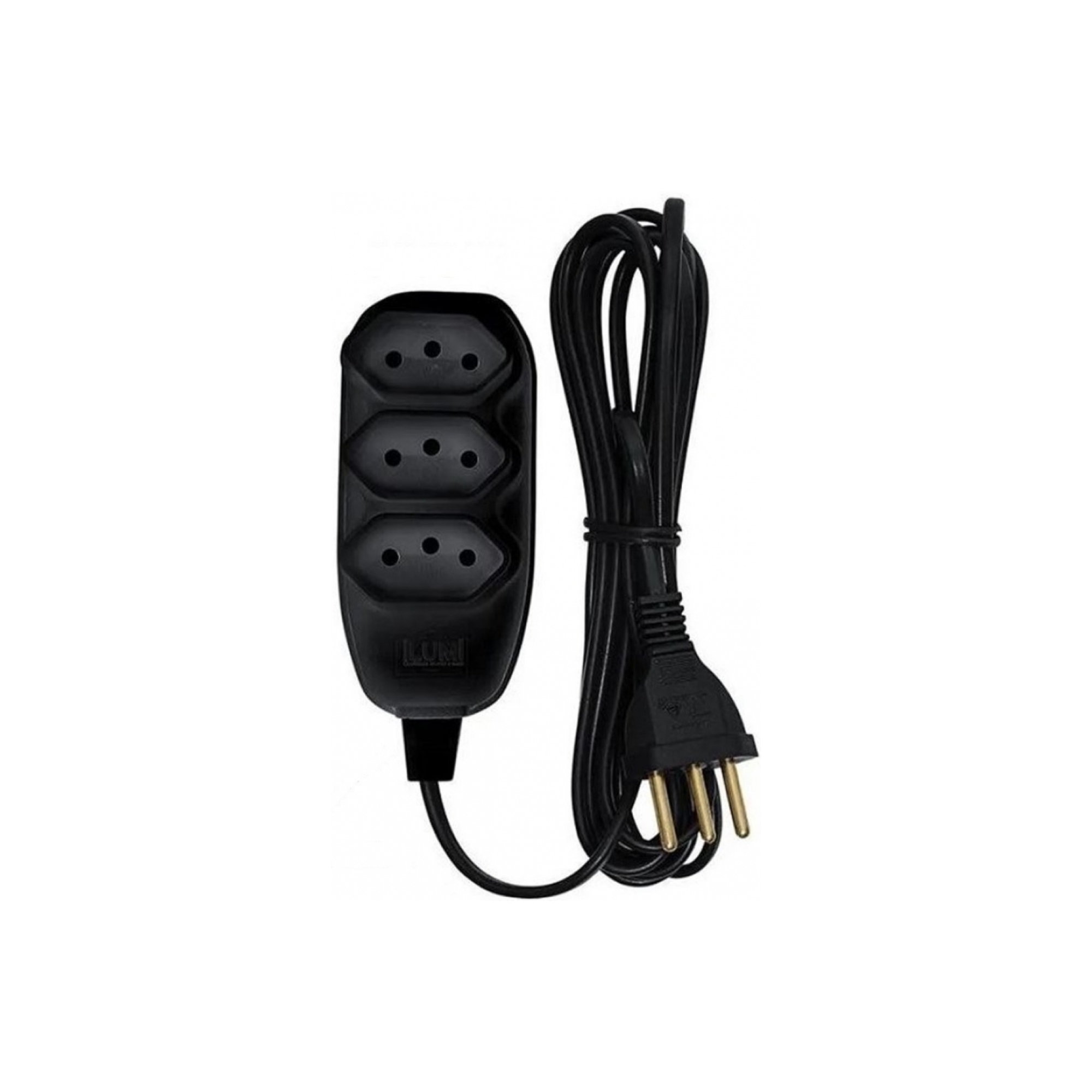 Extensão Compacta com Cabo PP 3 Metros 2P+T Preto Ilumi - Apotiguar