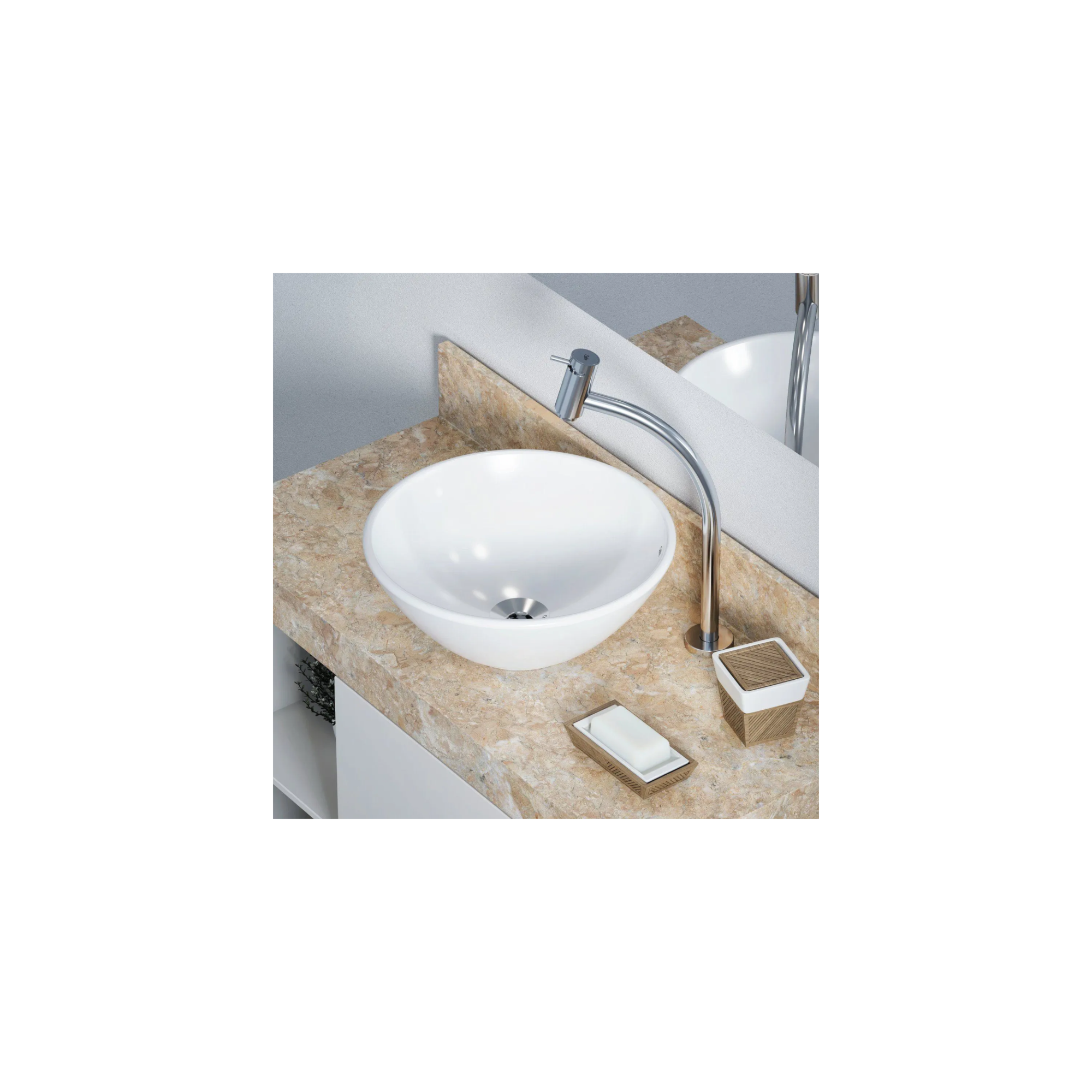 Kit Cuba e Torneira 35x35cm Basic R1 Branco Celite - Apotiguar