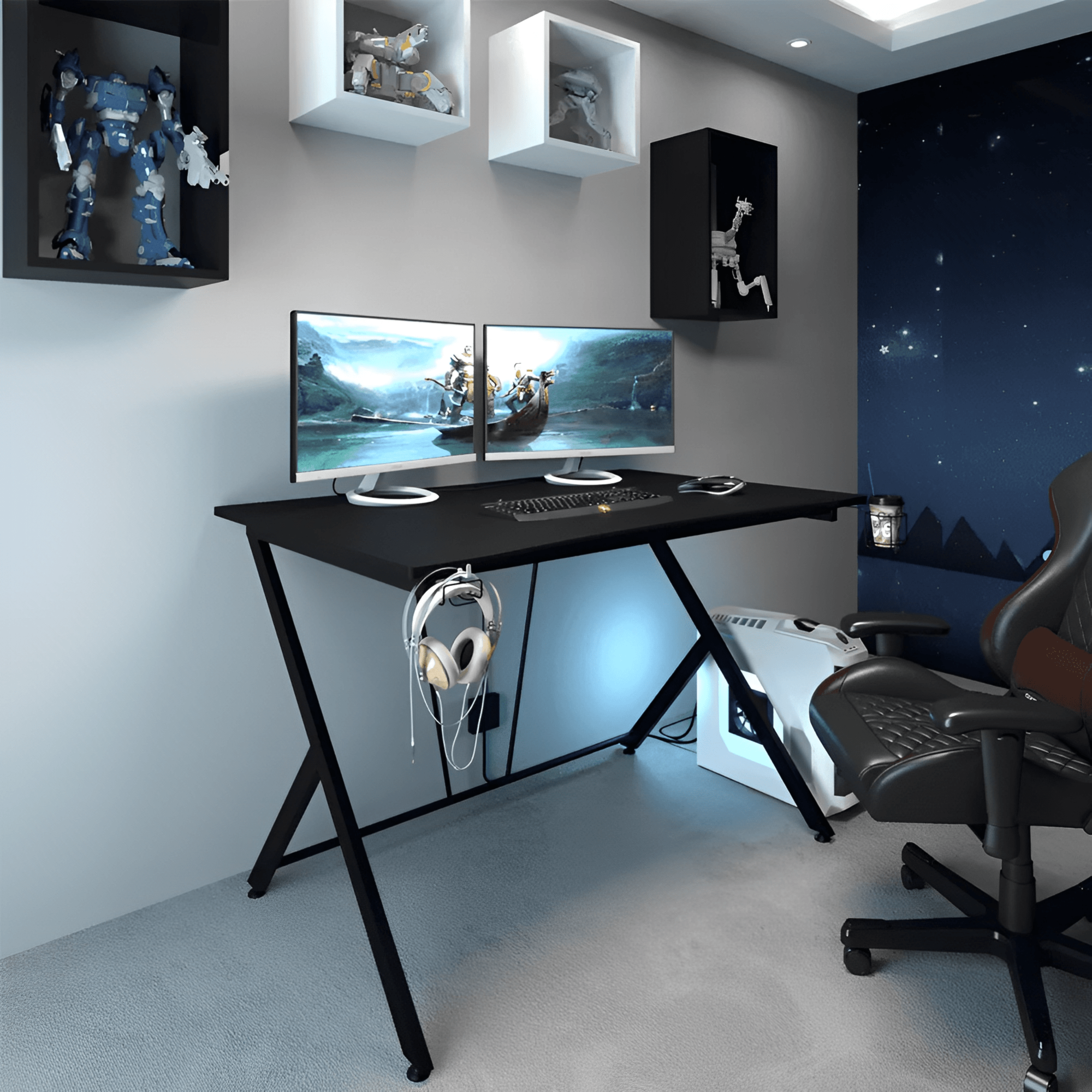 Mesa Gamer Preta 76x72,5x113,5cm Multivisão - Apotiguar