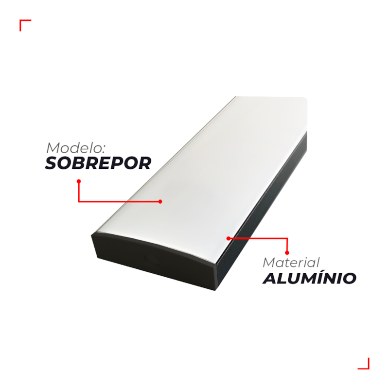 Perfil para Fita LED Risque Sobrepor Destack 2 Metros 5010 Preto Avant ...