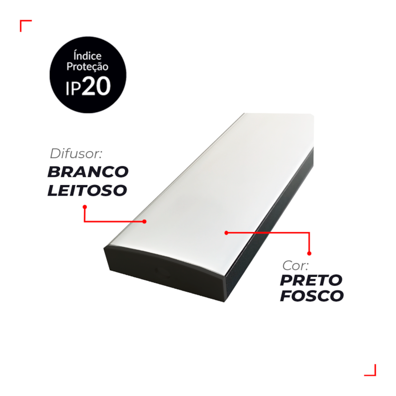 Perfil para Fita LED Risque Sobrepor Destack 2 Metros 5010 Preto Avant ...