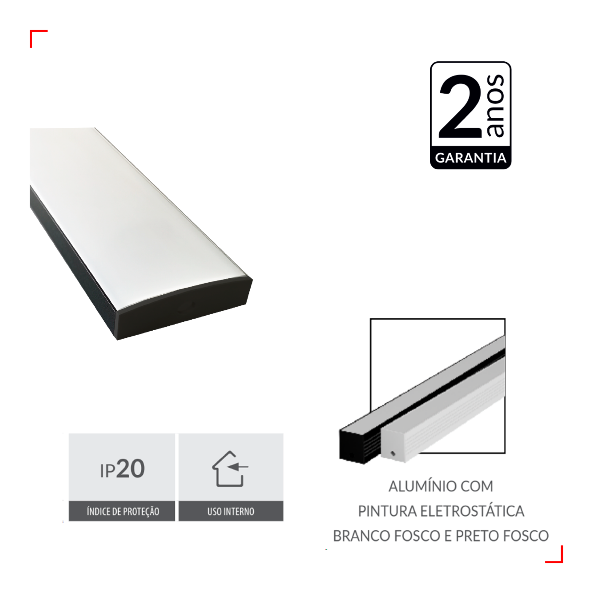 Perfil para Fita LED Risque Sobrepor Destack 2 Metros 5010 Preto Avant ...