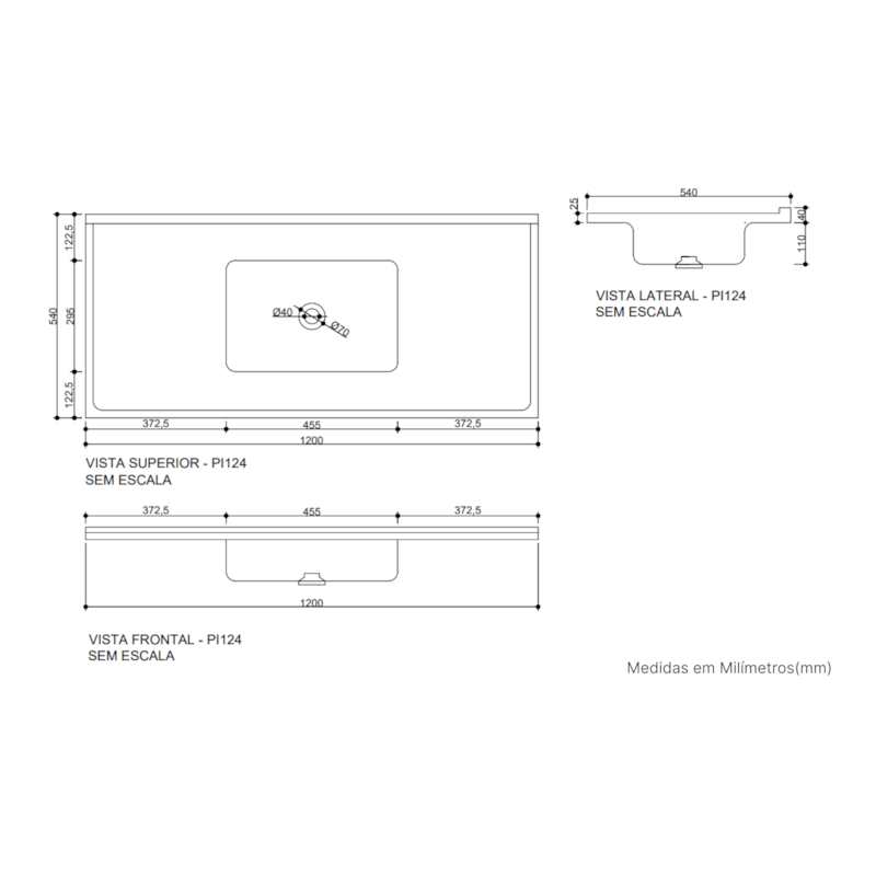Pia Ecogranito Bojo Inox 120cm Marrom Imperial Decoralita - Apotiguar