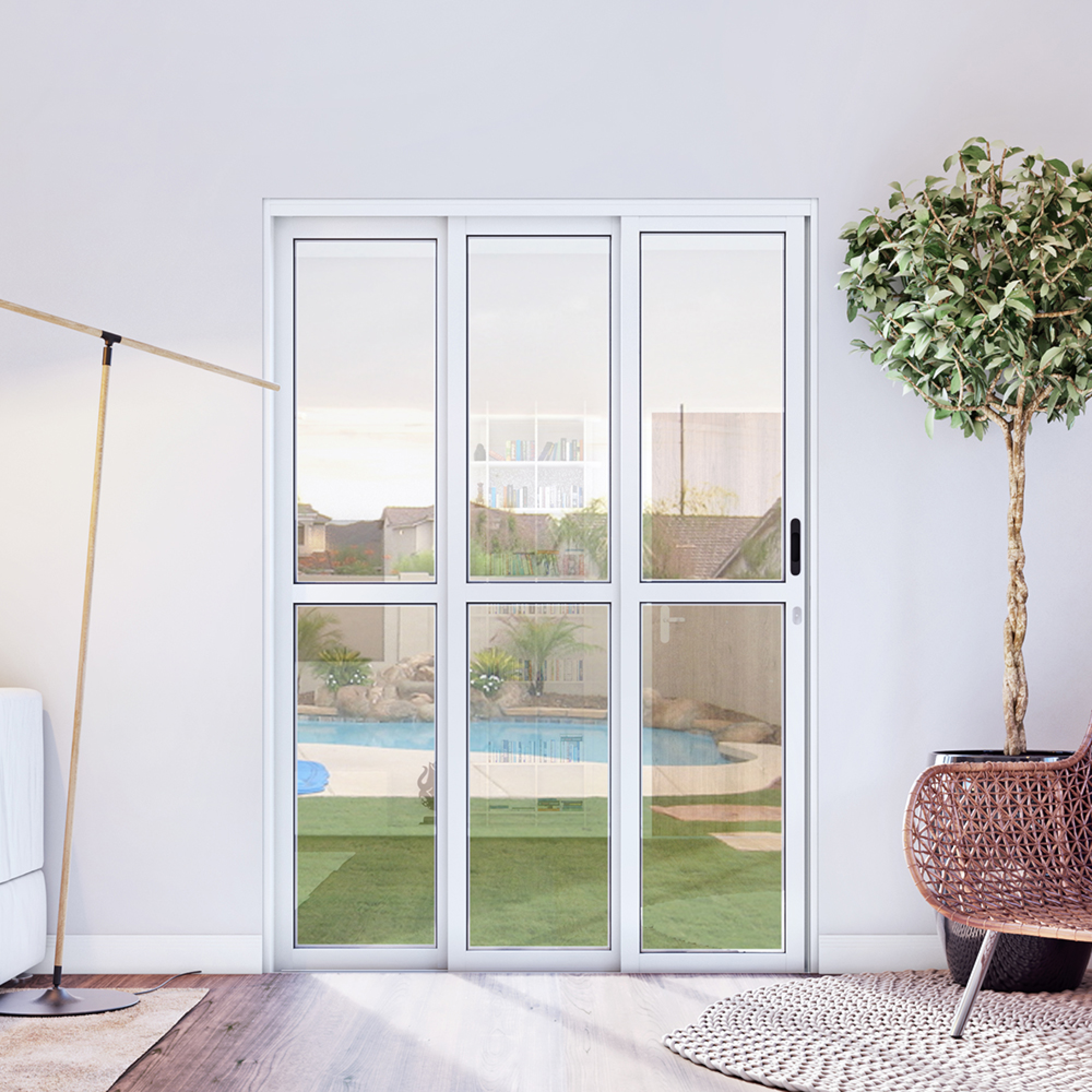 Porta de Correr Alumínio Lateral 3 Folhas 215x150 Esquerda Riobras ...