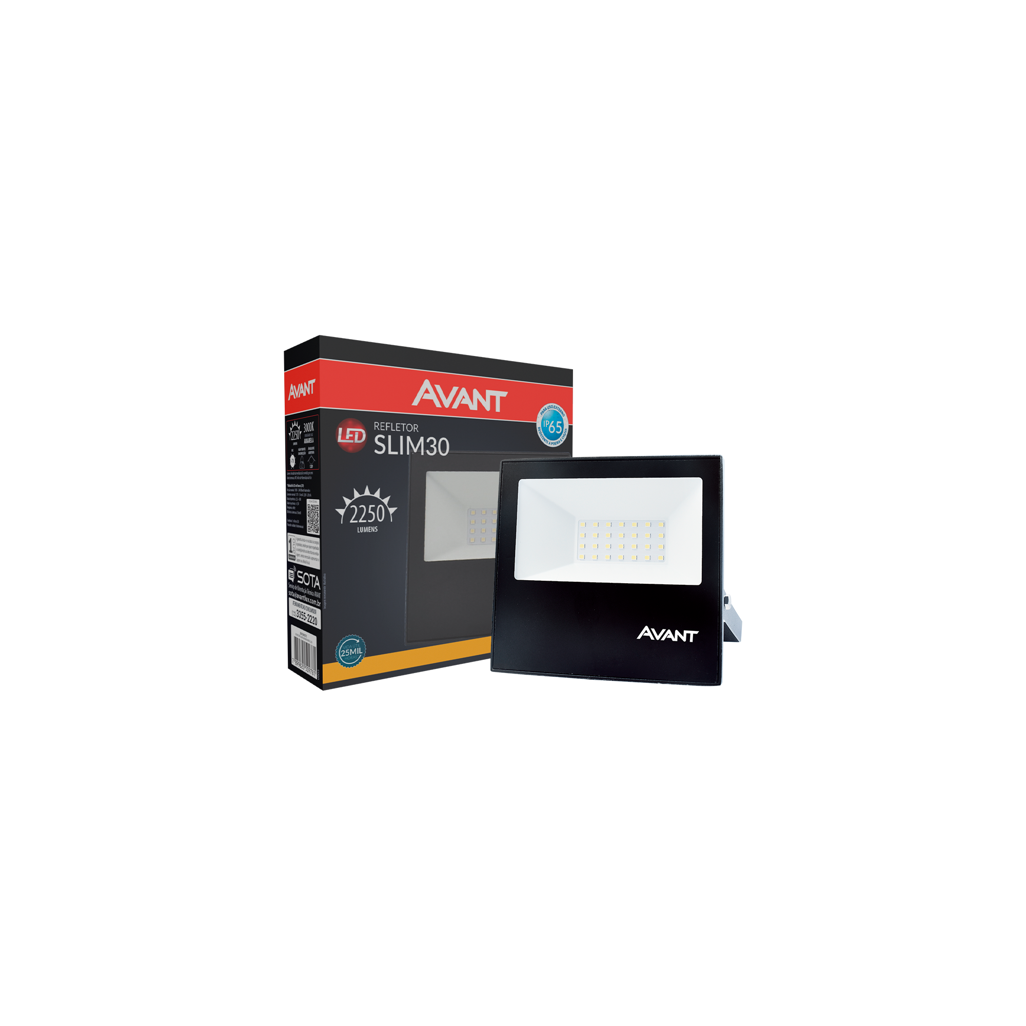 Refletor LED 30w Slim 3000K Avant - Apotiguar