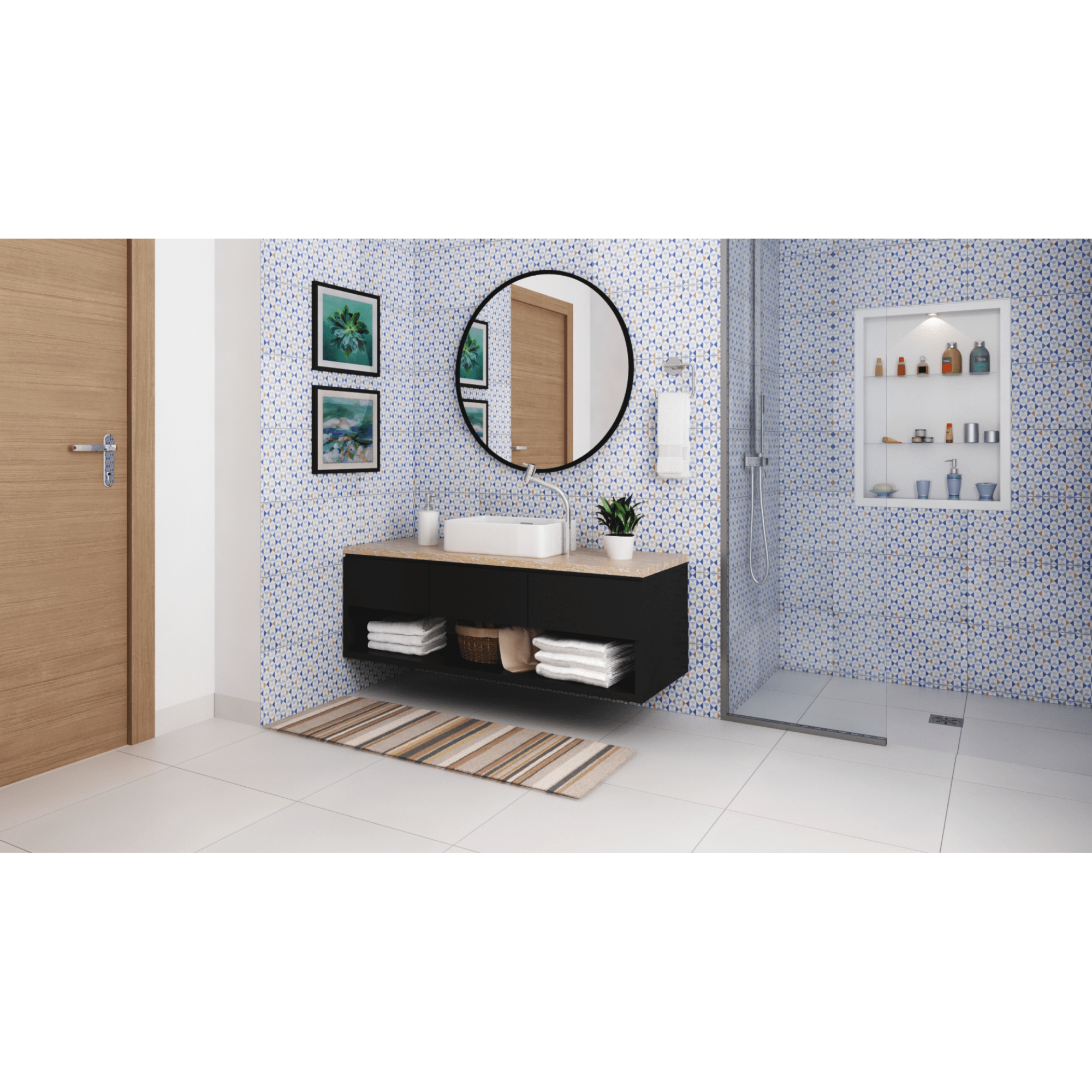 Revestimento 30x60cm Tipo A Bico de Jaca Azul Pointer - 2,37m² - Apotiguar