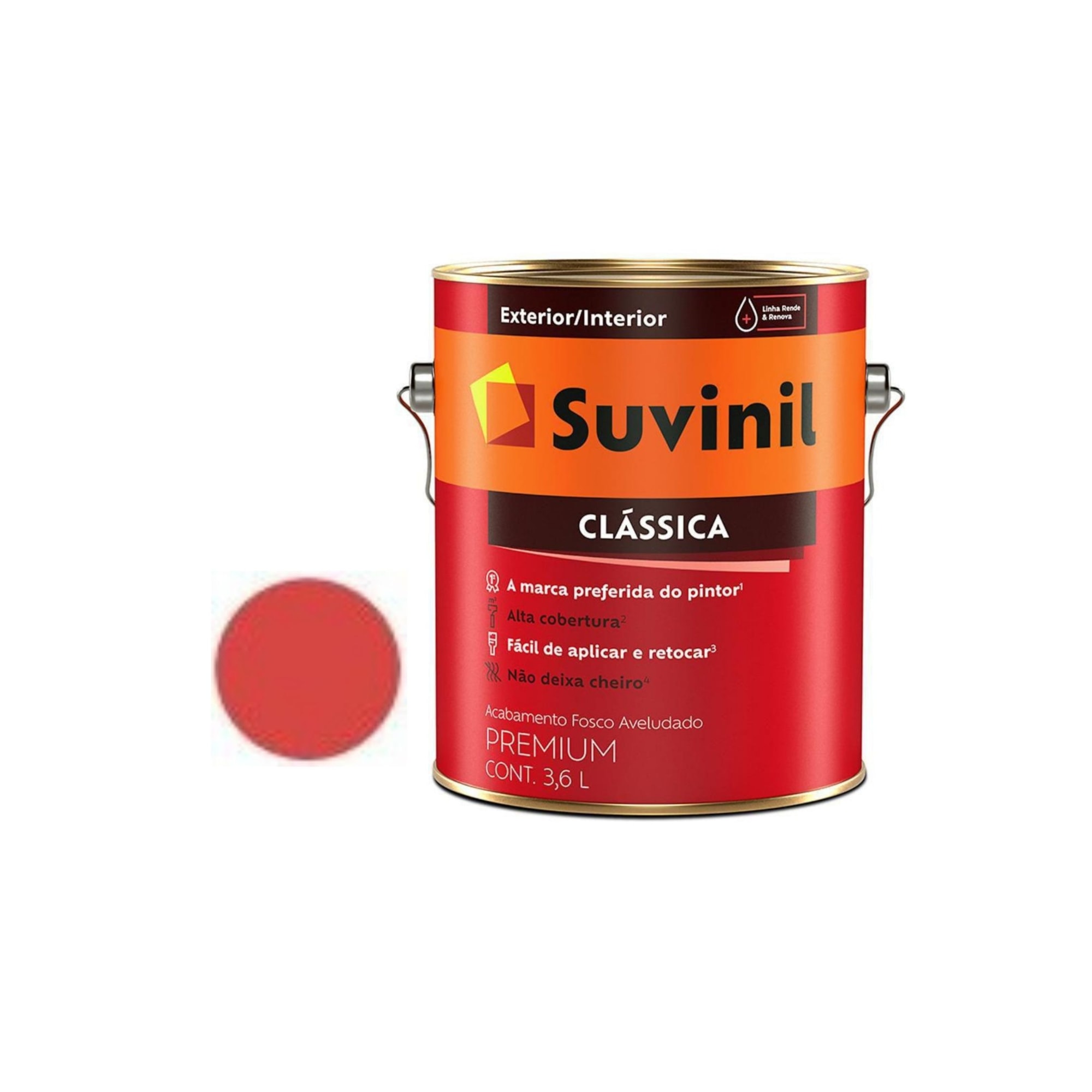 Tinta Acrílica Clássica Fosco Vermelho Cardinal 3.6L Suvinil - Apotiguar Tinta Acrílica Clássica Fosco Vermelho Cardinal 3.6L Suvinil - Apotiguar