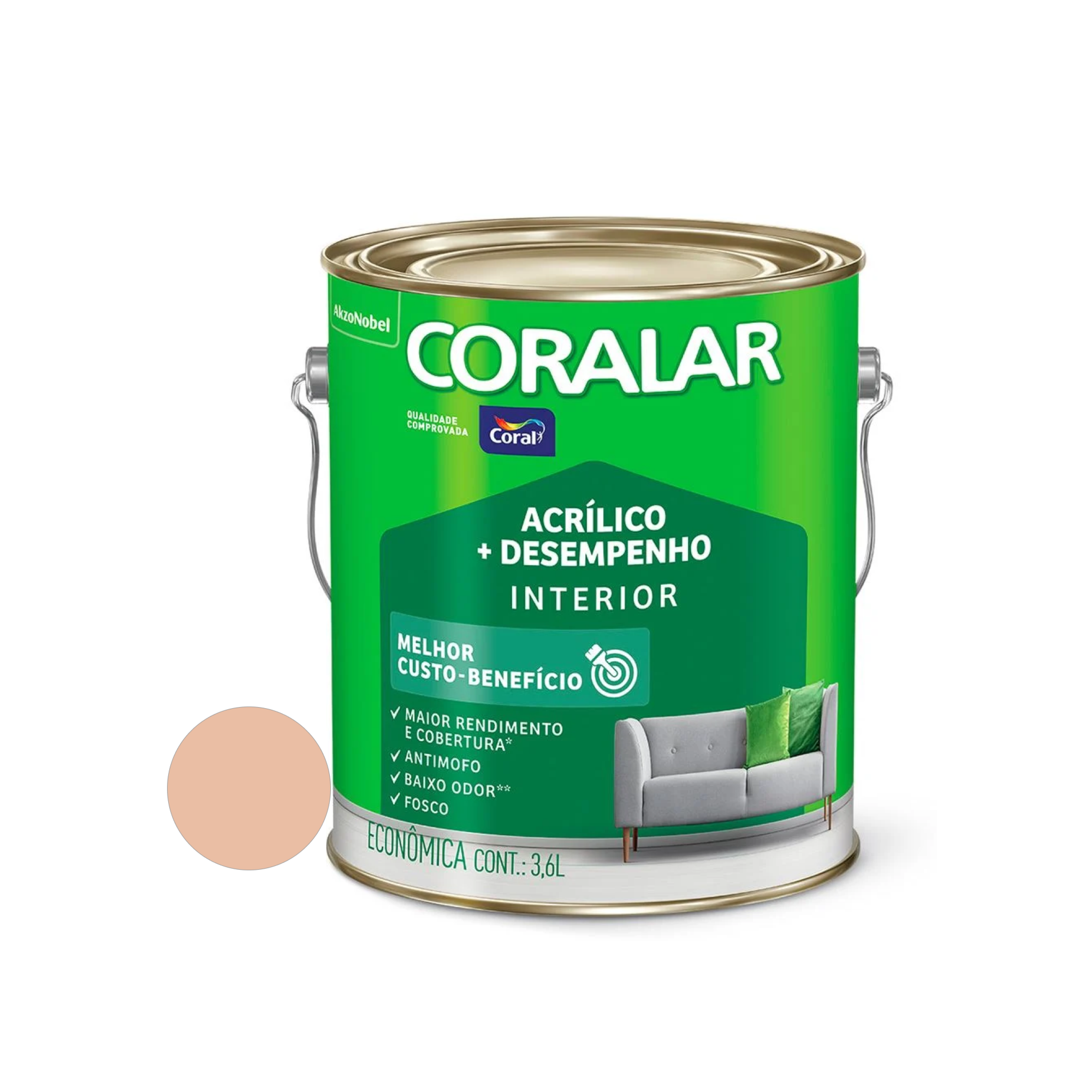 Tinta Acrílica Coralar Pêssego 3,6L Coral - Apotiguar