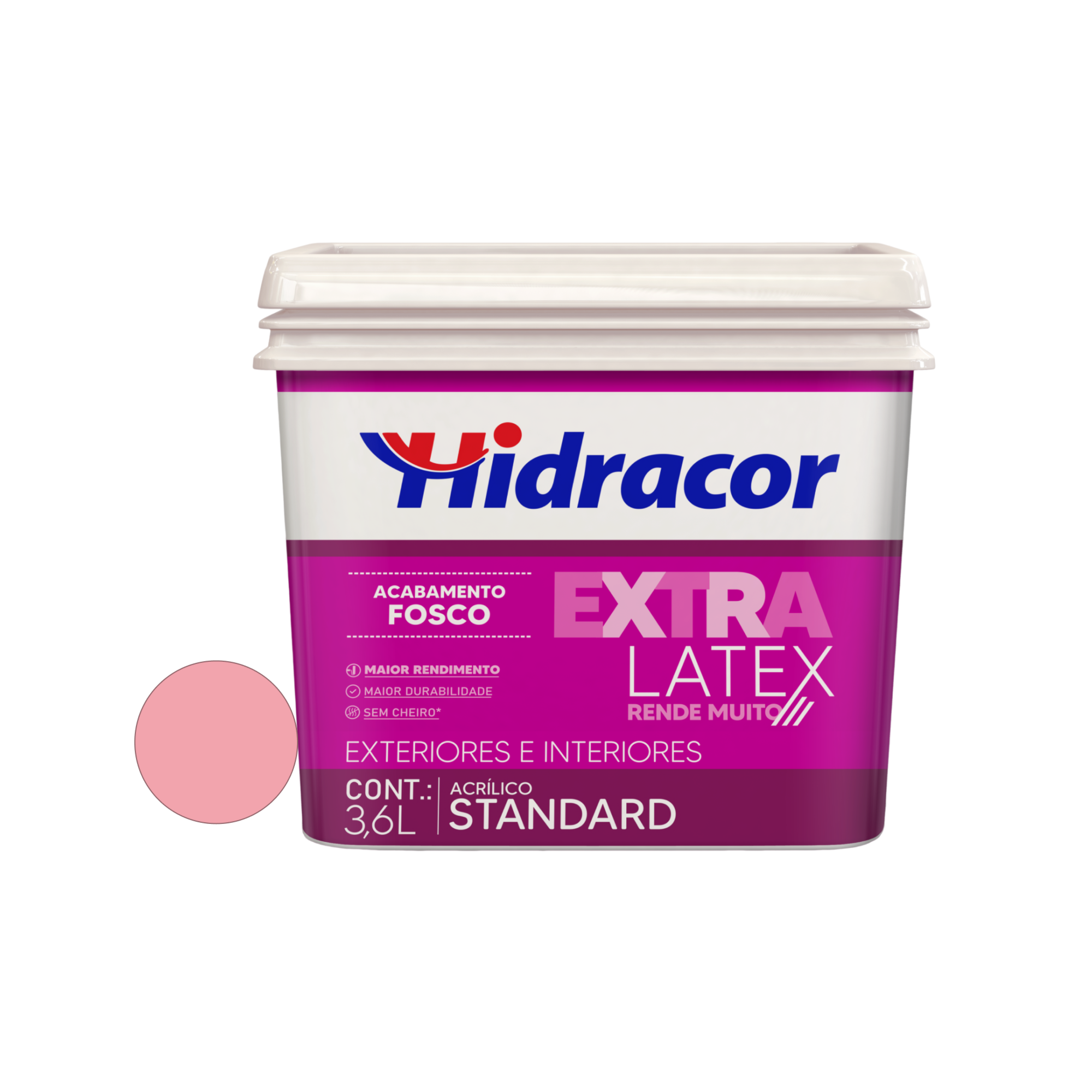 Tinta Acrílica Extralatex Fosco Rosa Grená 3,6L Hidracor - Apotiguar