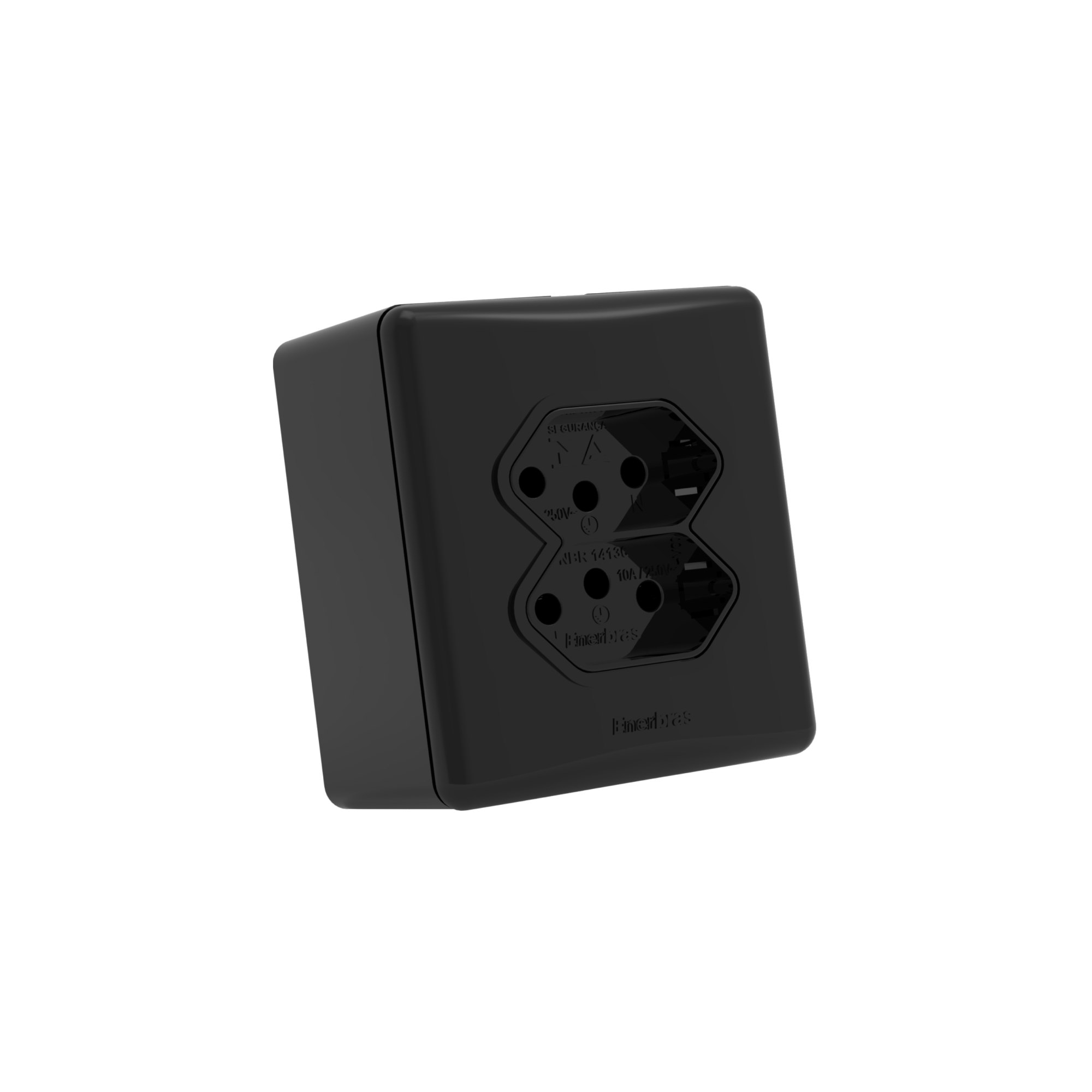 Tomada Dupla Sobrepor 20A Preto Enerbras - Apotiguar